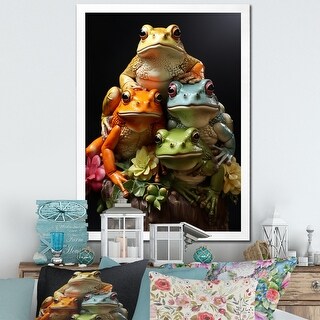 Designart "Animal Frog Family I" Frogs & Toads Framed Wall Art Living ...